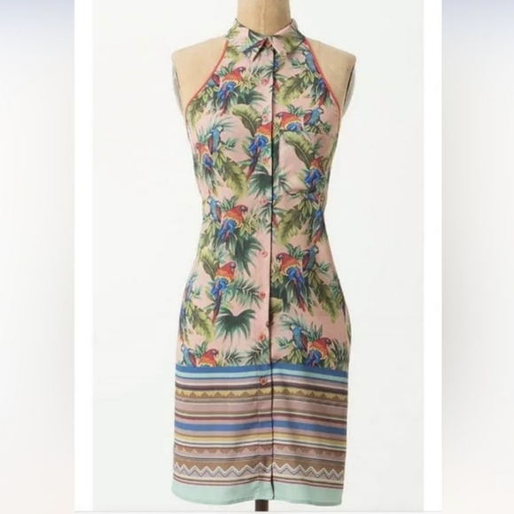 Anthropologie | Dresses | Anthropologie Colorful Parrot Shirt Dress ...